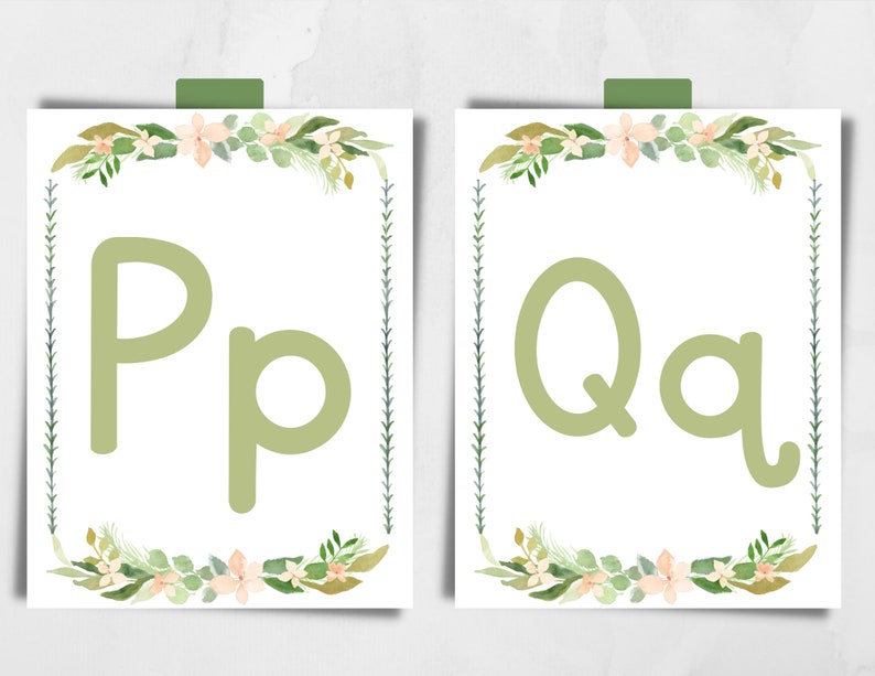 Alphabet Posters Floral Alphabet Posters Printable Alphabet Classroom ...