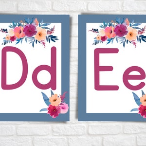 Alphabet Posters Floral Alphabet Posters Printable Alphabet Classroom ...
