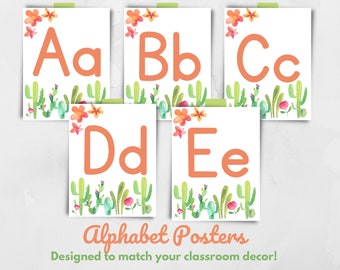 Alphabet Posters Floral Alphabet Posters Printable Alphabet Classroom ...
