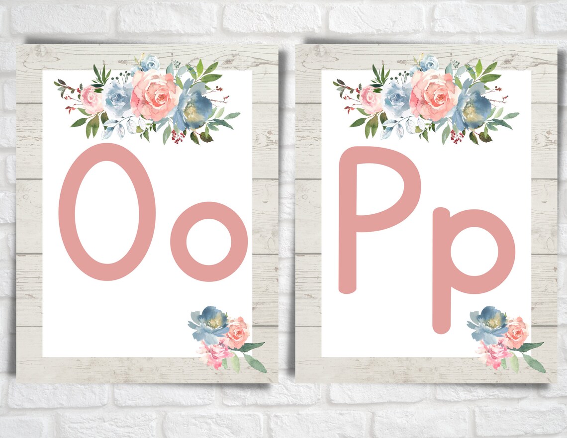 Alphabet Posters Floral Alphabet Posters Printable Alphabet Classroom ...
