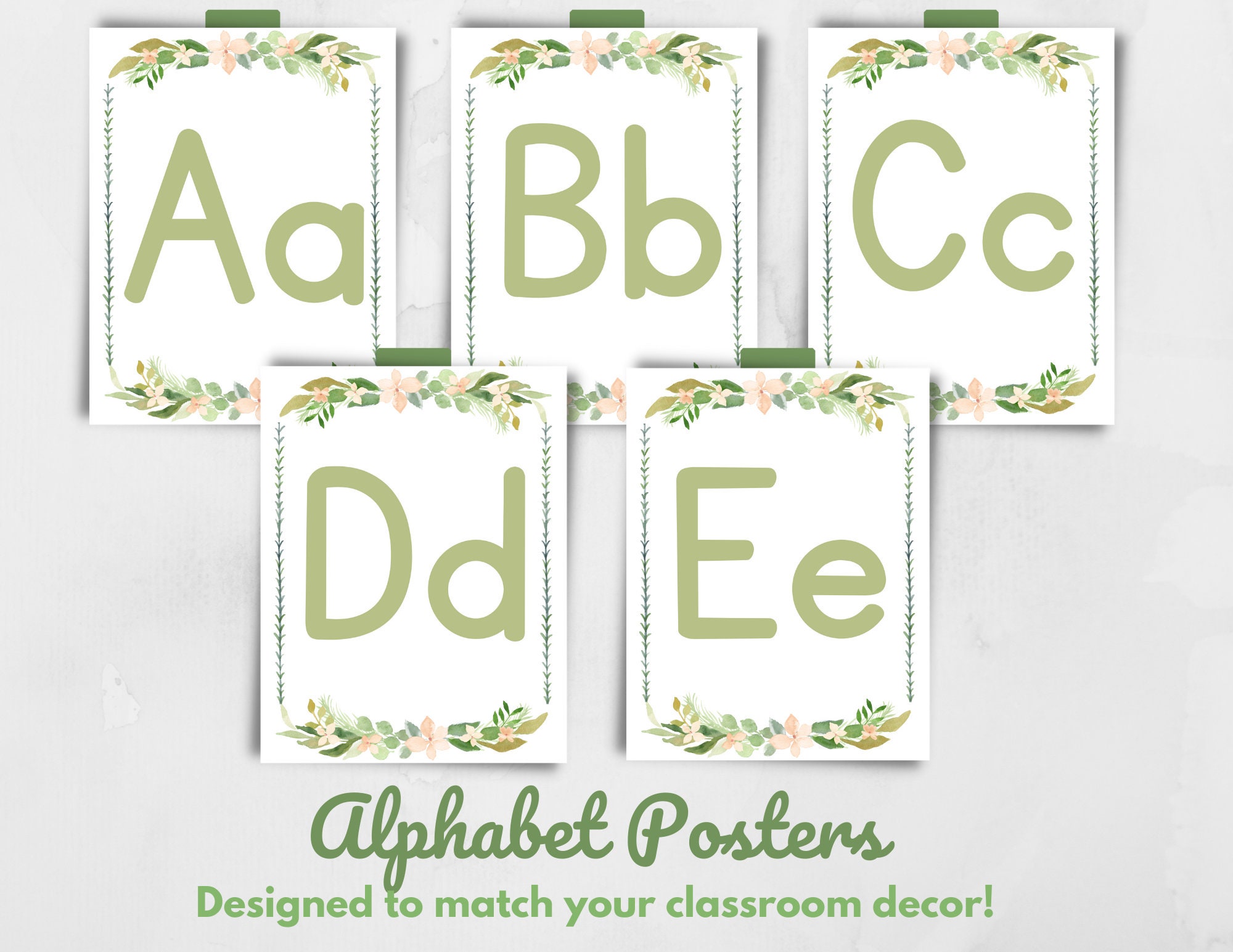 Alphabet Posters Floral Alphabet Posters Printable - Etsy
