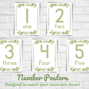 Number Posters Floral Number Posters Printable Numbers 1-20 Classroom ...