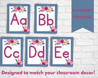 Alphabet Posters for the Classroom Sunflower Farmhouse - Etsy