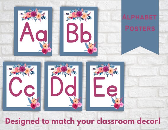 Alphabet Posters Floral Alphabet Posters Printable | Etsy