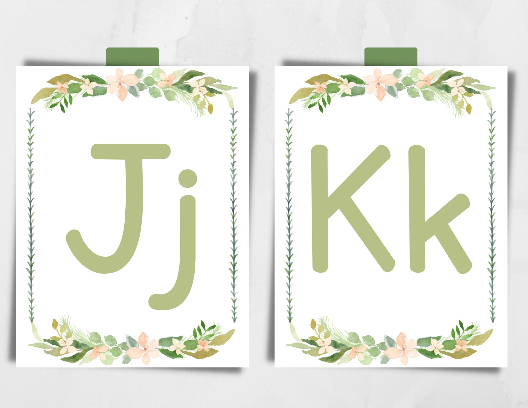 Alphabet Posters Floral Alphabet Posters Printable Alphabet Classroom ...