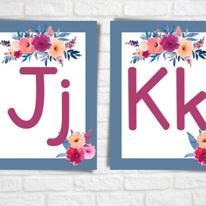 Alphabet Posters Floral Alphabet Posters Printable Alphabet Classroom ...