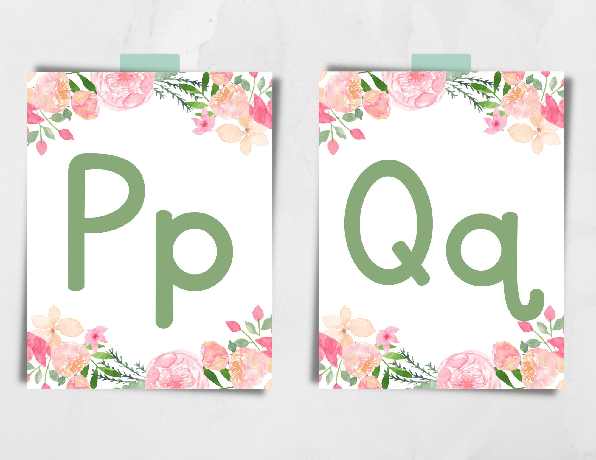 Alphabet Posters Floral Alphabet Posters Printable Alphabet Classroom ...