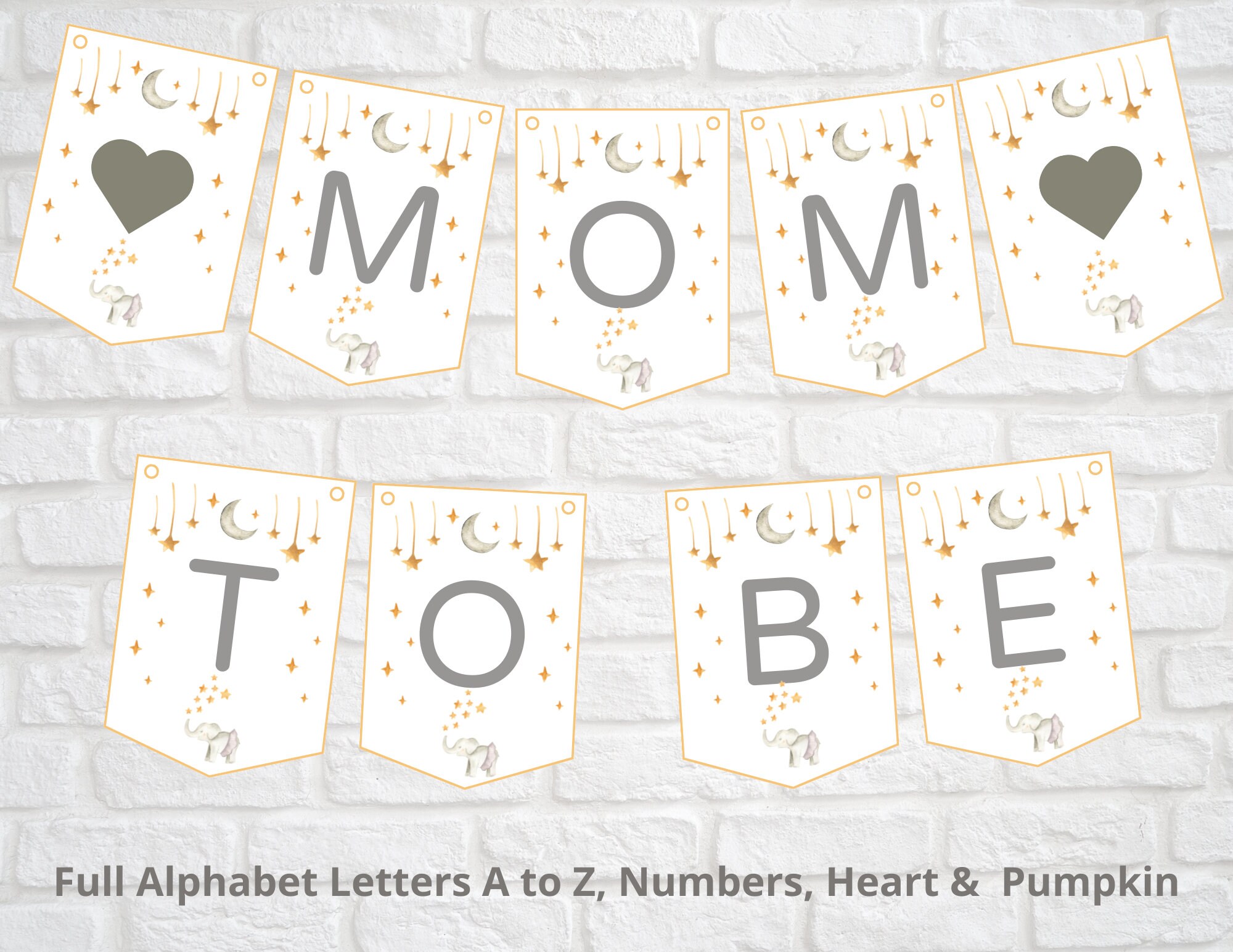 Printable Alphabet Banner Set Moon Alphabet Banner Letters A Z, Numbers ...
