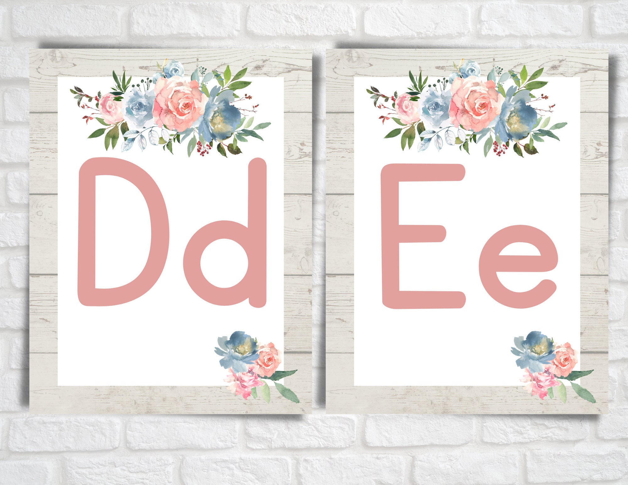 Alphabet Posters Floral Alphabet Posters Printable Alphabet Classroom ...