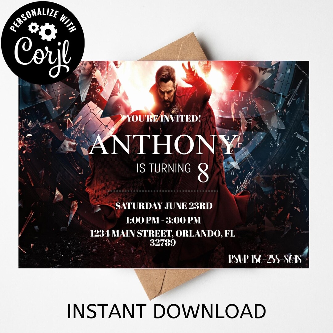 Doctor Strange in the Multiverse of Madness Birthday Invitation, Doctor ...