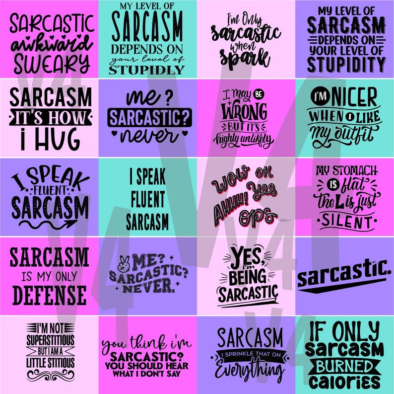 20 Sarcasm Shirt SVG PNG Bundle, Funny Quotes Clipart, Sarcastic ...