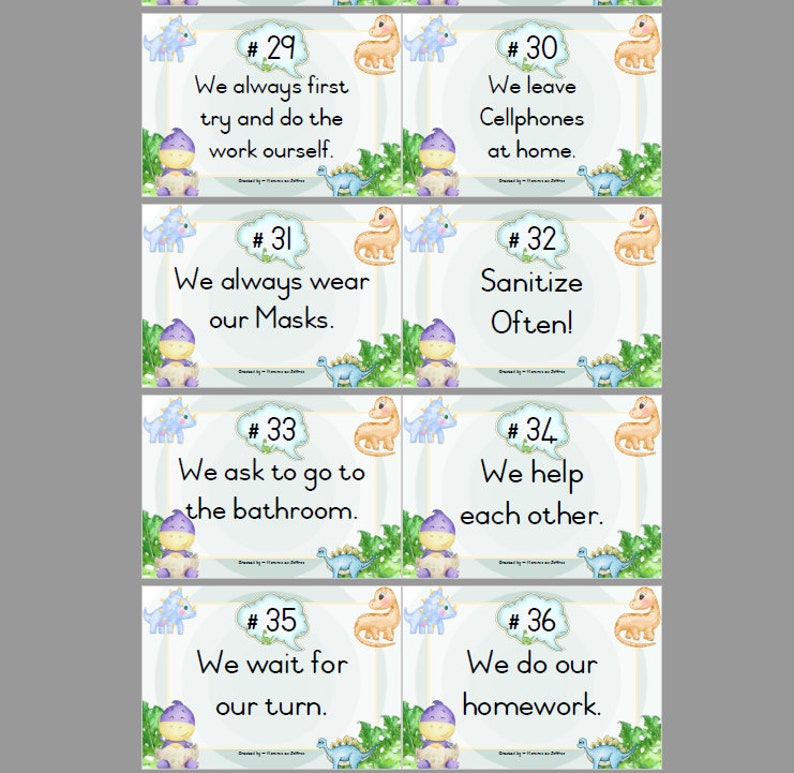 Dinosaur Classroom Rules OPTION 2 - Etsy UK