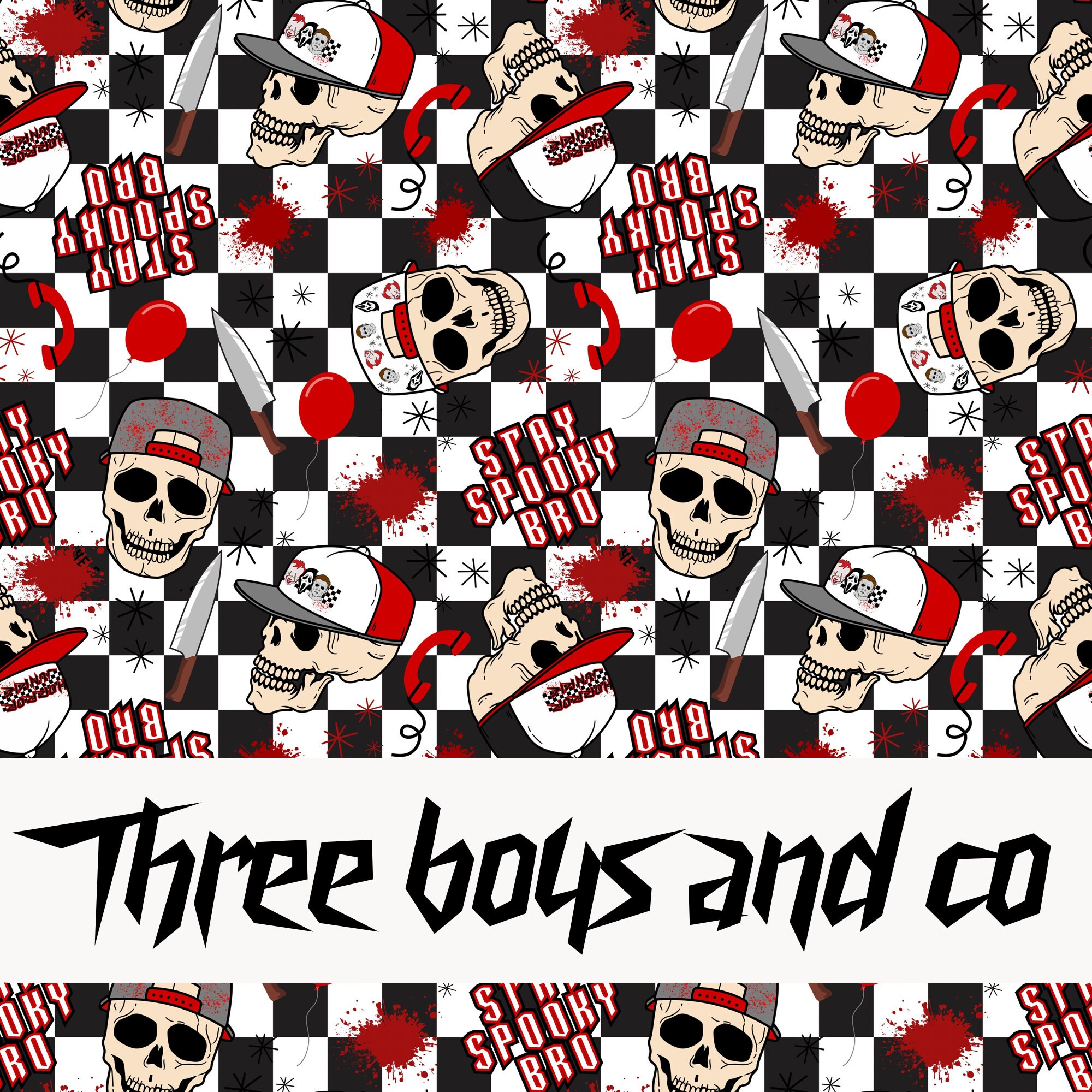 Horror Skully Boy Horror Boy Seamless Halloween Seamless - Etsy