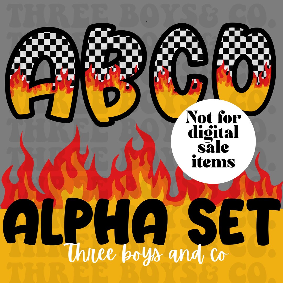 Checkered Flame Alpha Set | Alphabet Set| Best Seller | Trendy Digitals ...