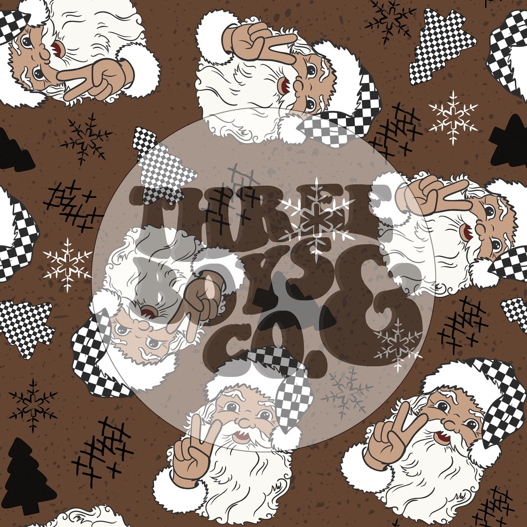 Tan Trendy Santa Seamless | Boy Christmas Seamless | Checkered Santa ...
