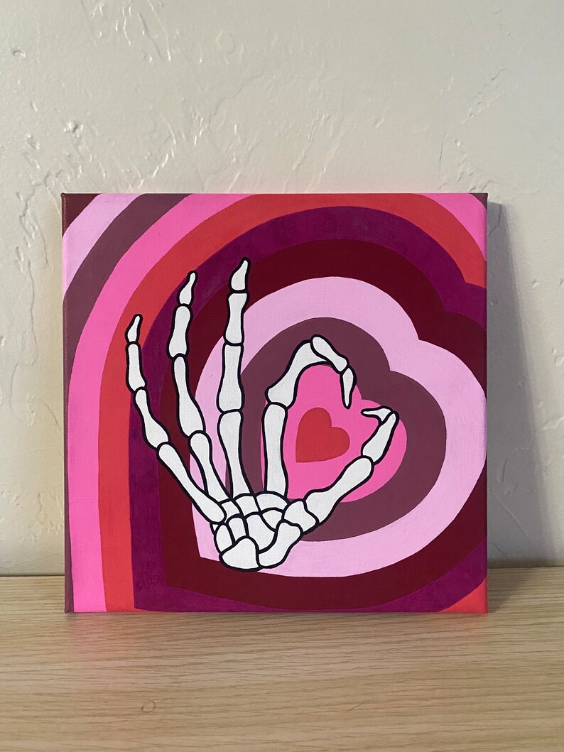 Skeleton Hand Heart Painting - Etsy