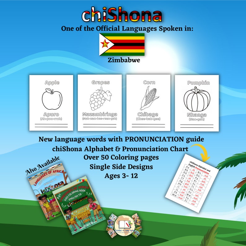 Shona / African Language Learning Digital Download Coloring Book for ...