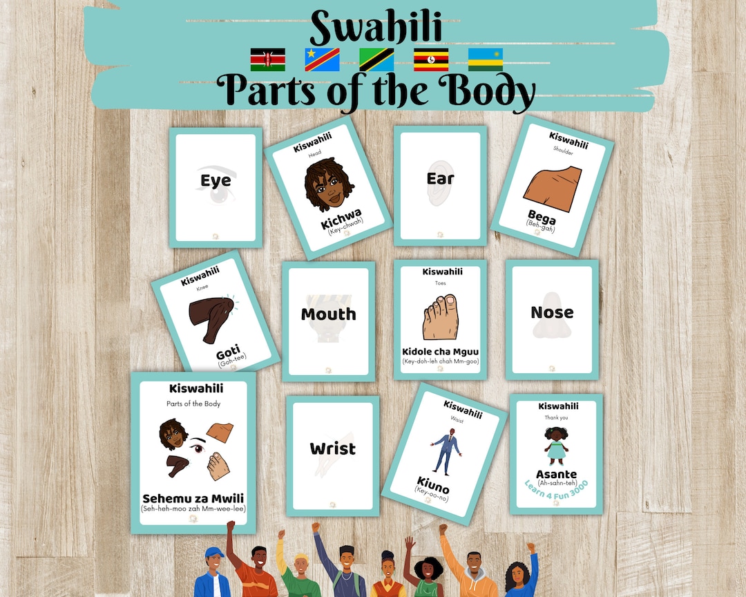 Swahili Parts of the Body Flashcards 40 Digital African - Etsy