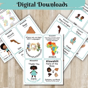 Swahili Parts of the Body Flashcards, 40 Digital African Language ...
