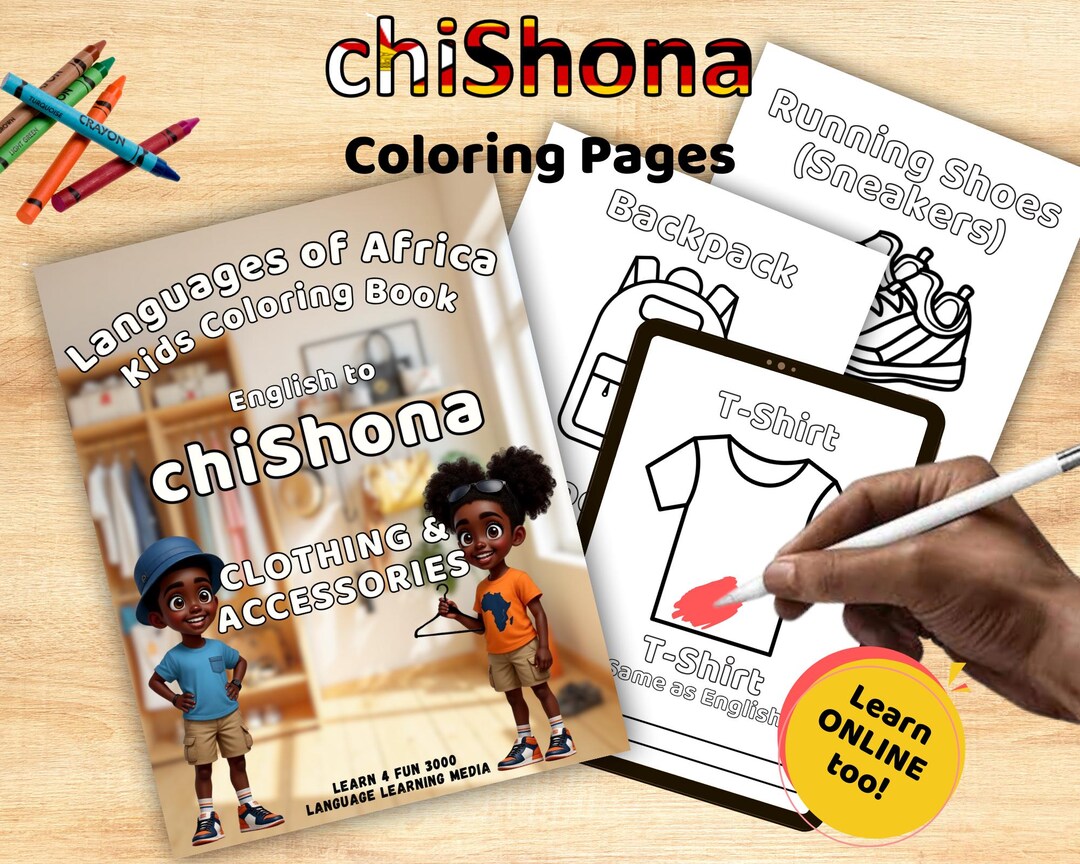 SHONA Digital PDF Download - Clothing & Accessories Printable Coloring ...