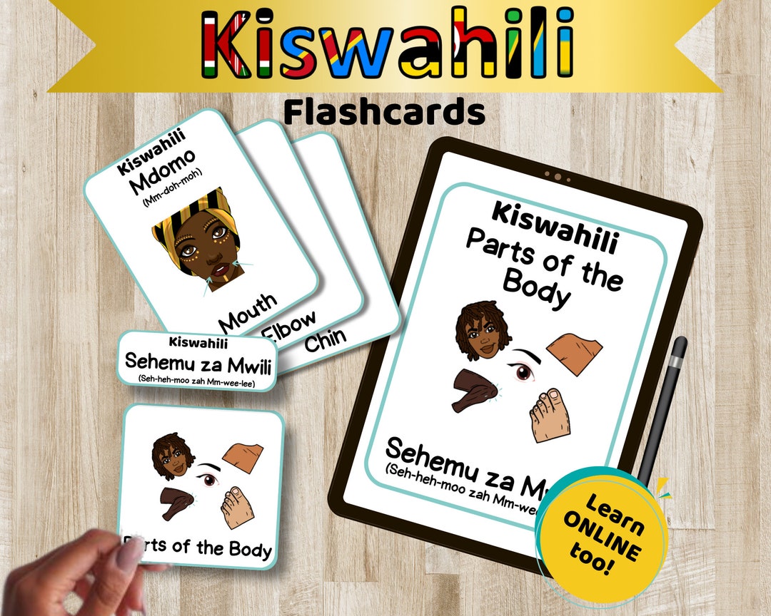 Swahili Parts of the Body Flashcards, 40 Digital African Language ...