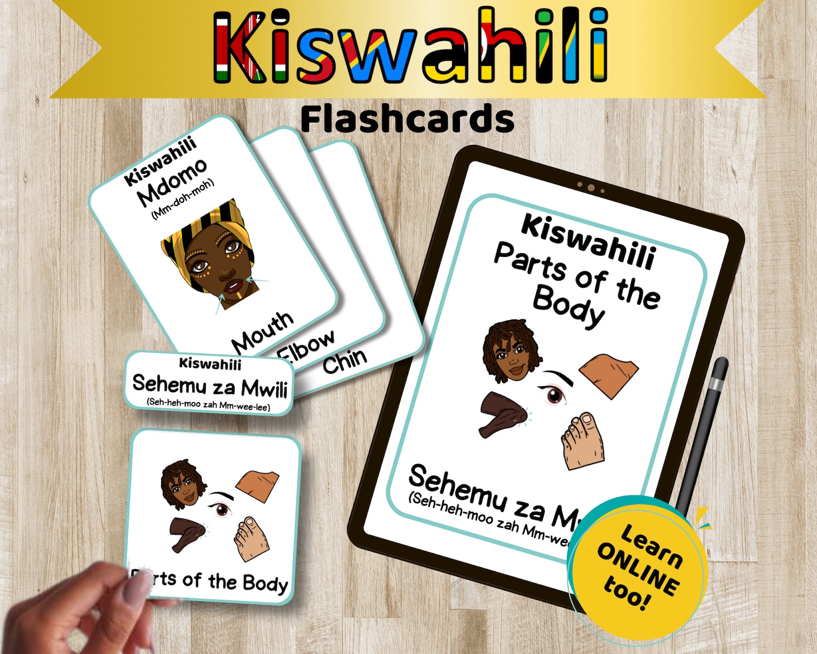Swahili Parts of the Body Flashcards, 40 Digital African Language ...