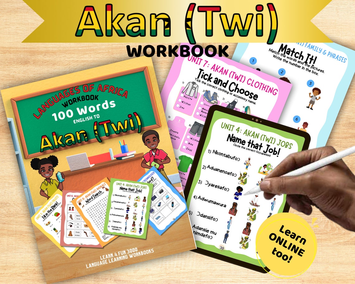 Twi 100 Words African Language Learning Digital Download WORKBOOK ...