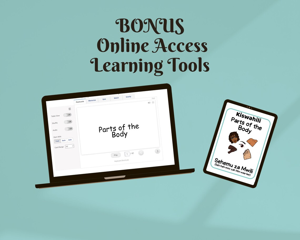 Swahili Parts of the Body Flashcards, 40 Digital African Language ...