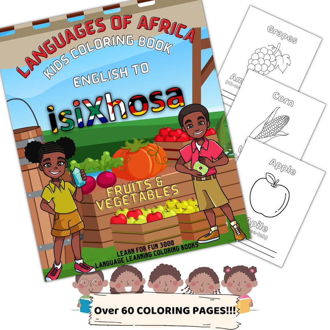 Xhosa, African Language Learning Digital Coloring Book for Kids, FRUITS ...