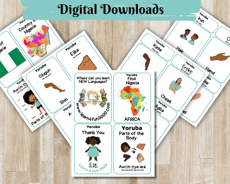 Yoruba Parts of the Body Flashcards: African Language Learning (digital ...