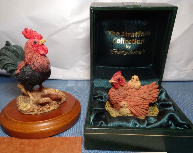 Set of Miniature Rooster 1996 & Nesting Hen W/chicks Part of the ...