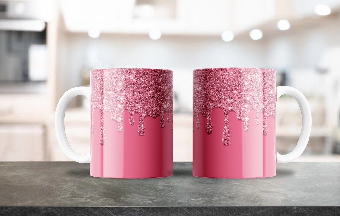 Pink Glitter Drip Mug Design | for 11oz & 15oz Coffee Mugs | PNG ...