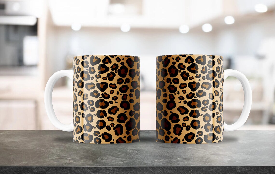 Leopard Print Mug Design |for 11oz & 15oz Coffee Mugs | PNG Digital ...