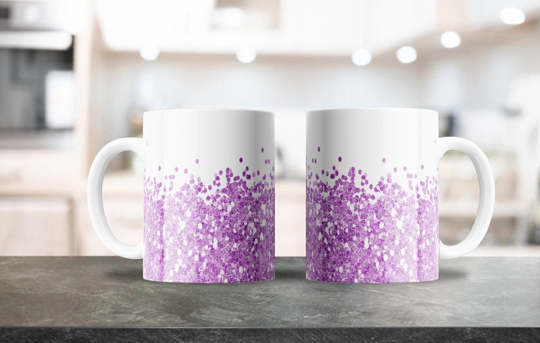 Purple Glitter White Mug Design |for 11oz & 15oz Coffee Mugs | PNG ...
