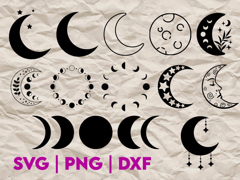 Moon SVG Files, PNG Dfx, Great for Tshirts, Decals, Stickers and More ...