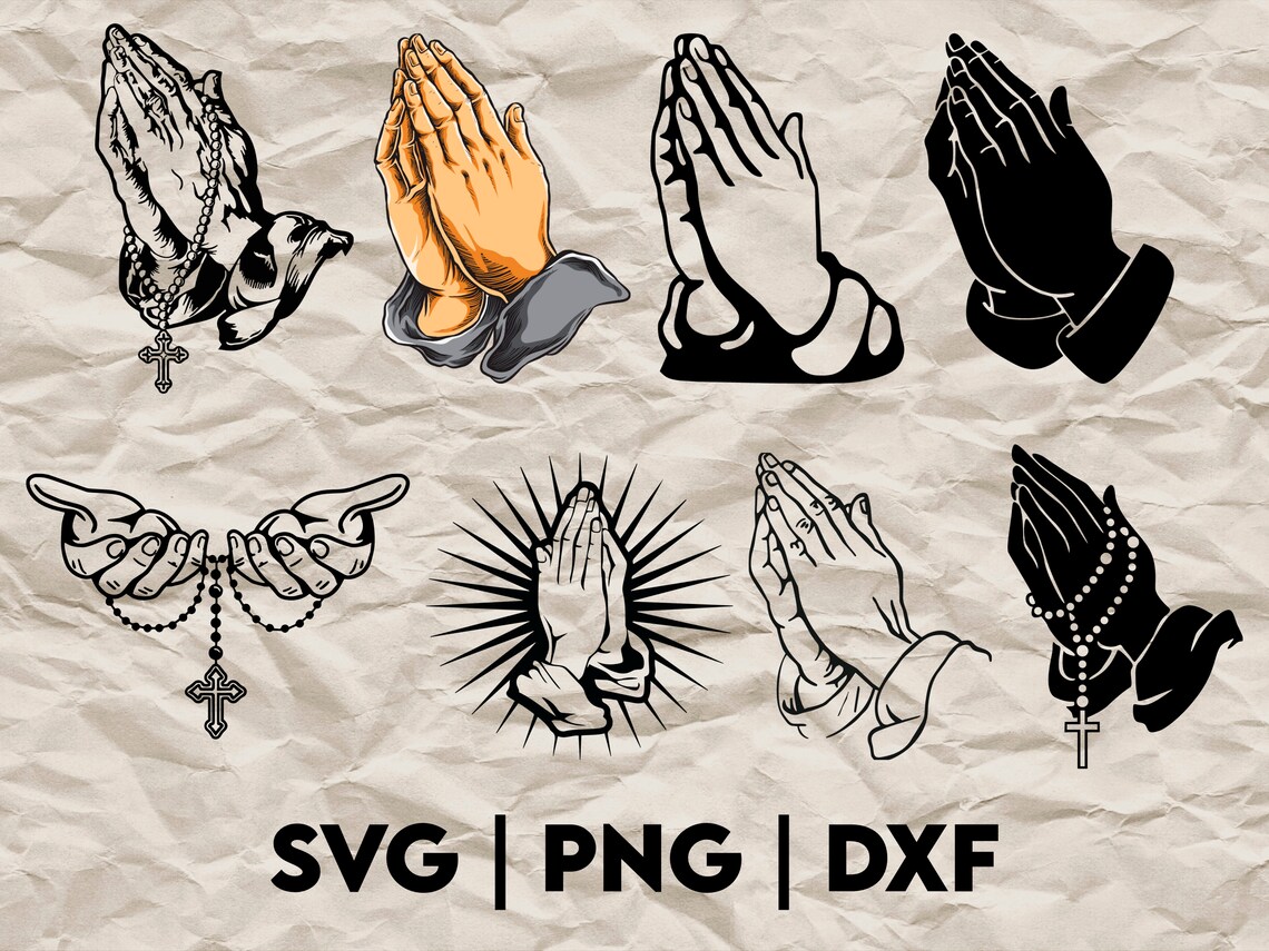 Praying Hands SVG Design, PNG Dfx, Great for T-shirts, Decals, Stickers ...