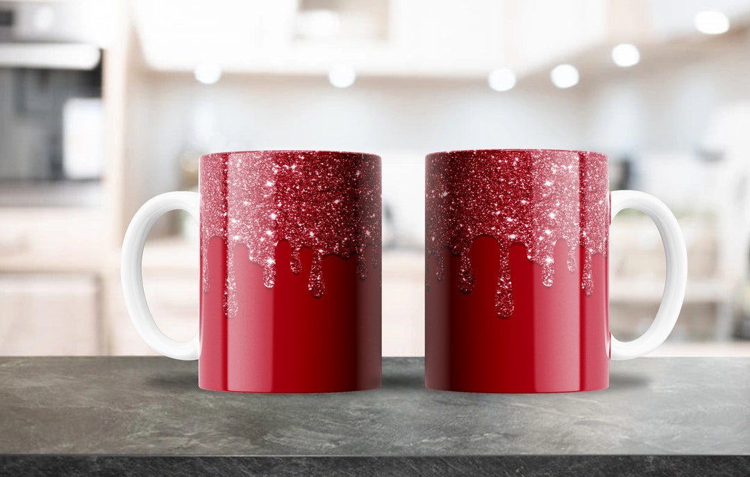 Red Glitter Drip Mug Design | for 11oz & 15oz Coffee Mugs | PNG Digital ...