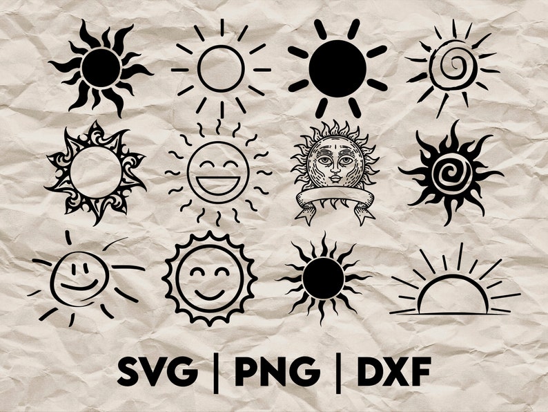 Sun SVG Design, PNG Dfx, Great for T-shirts, Decals, Stickers and More ...