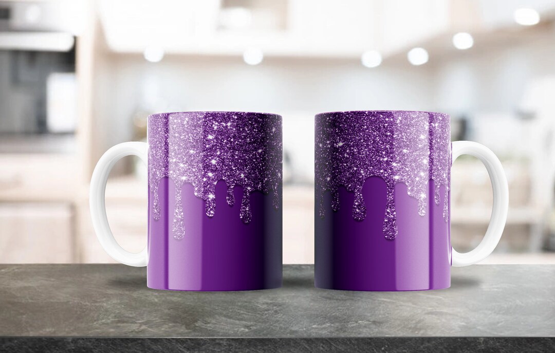 Light Purple Glitter Drip Mug Design | for 11oz & 15oz Coffee Mugs ...