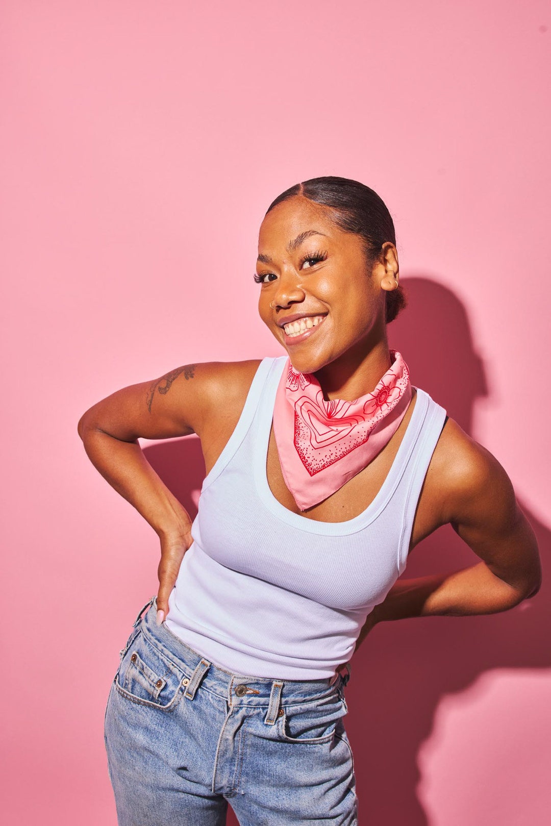 Pink Heart Bandana - 100% Cotton - Handmade Bandana - Pink Head Scarf ...