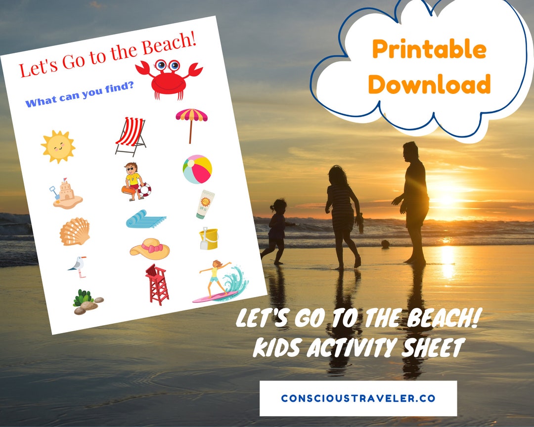 Let's Go to the Beach! Kids Activity Sheet - Etsy