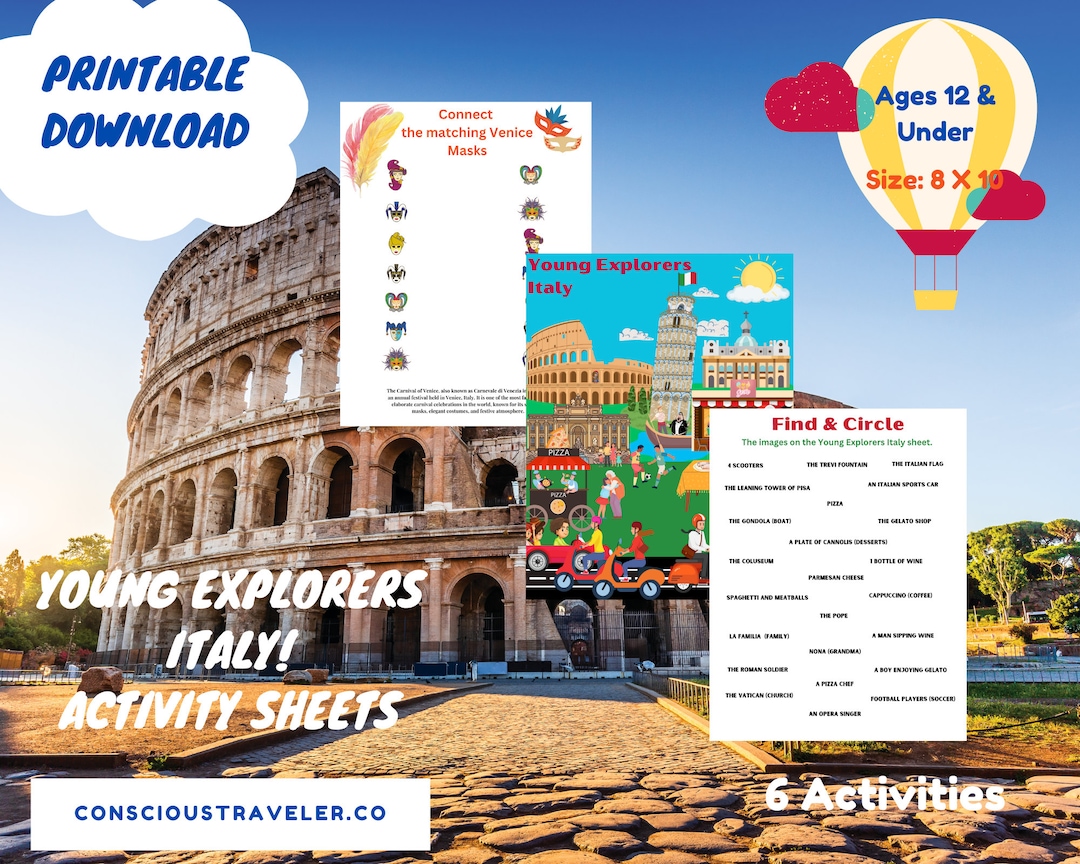 Young Explorers Italy Kids Activity Sheets - Etsy