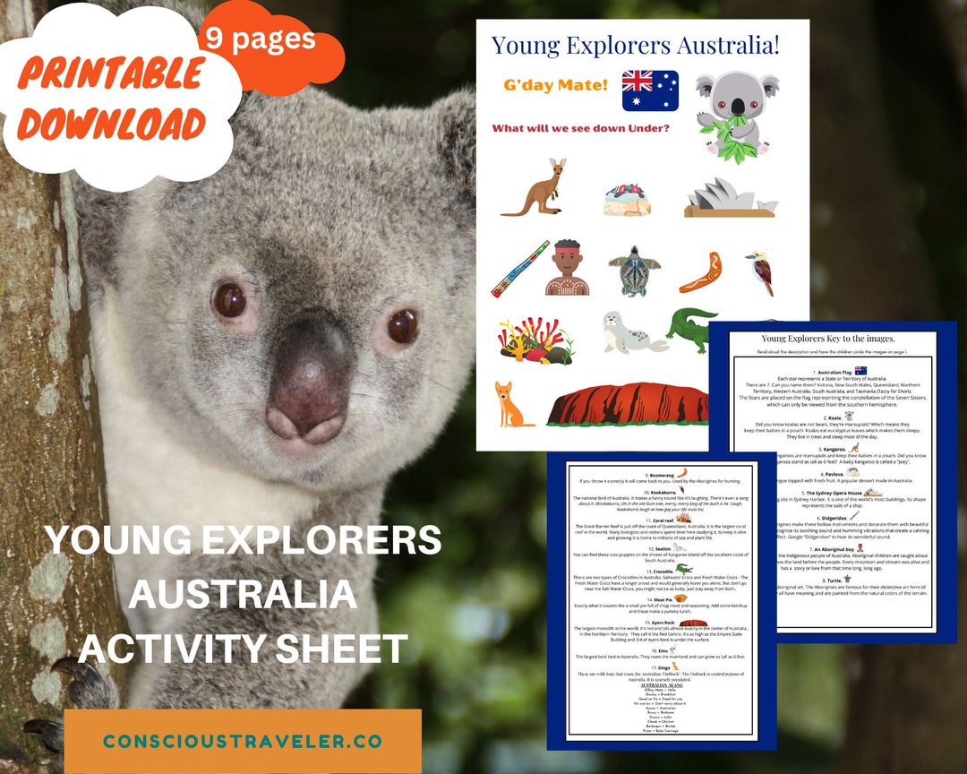 Young Explorers Australia! Kids Activity Sheets - Etsy