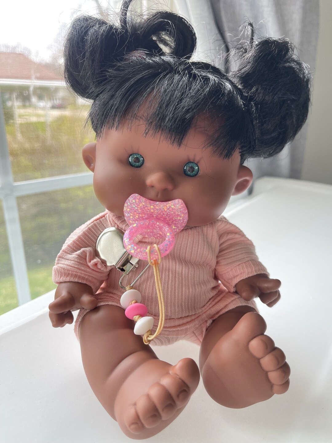 Light Pink Glow in the Dark Glitter Paci & Paci Clip - Etsy