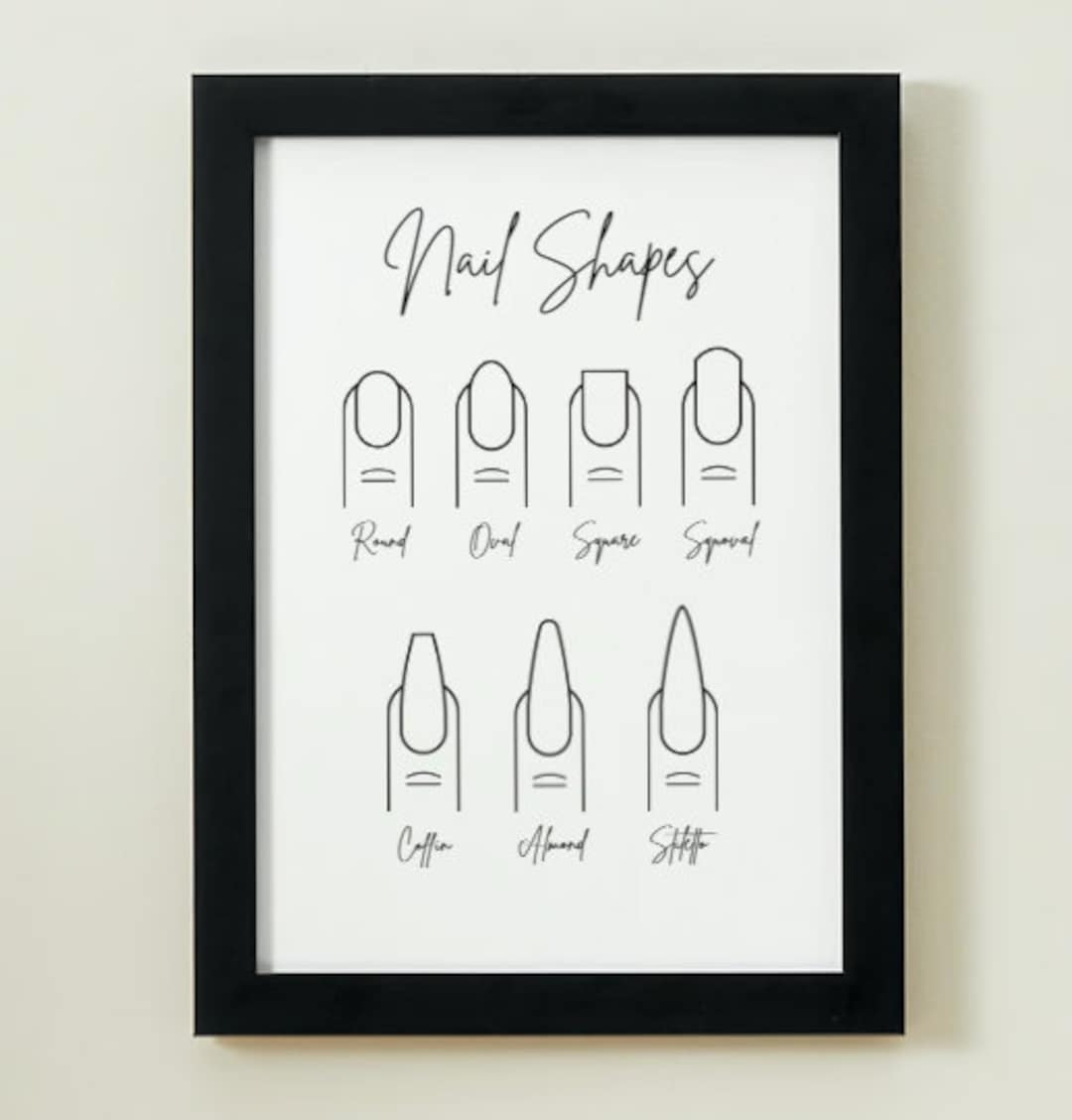 DIGITAL DOWNLOAD Nail Tech Print / Nail Salon Print / Nail Shapes Print ...
