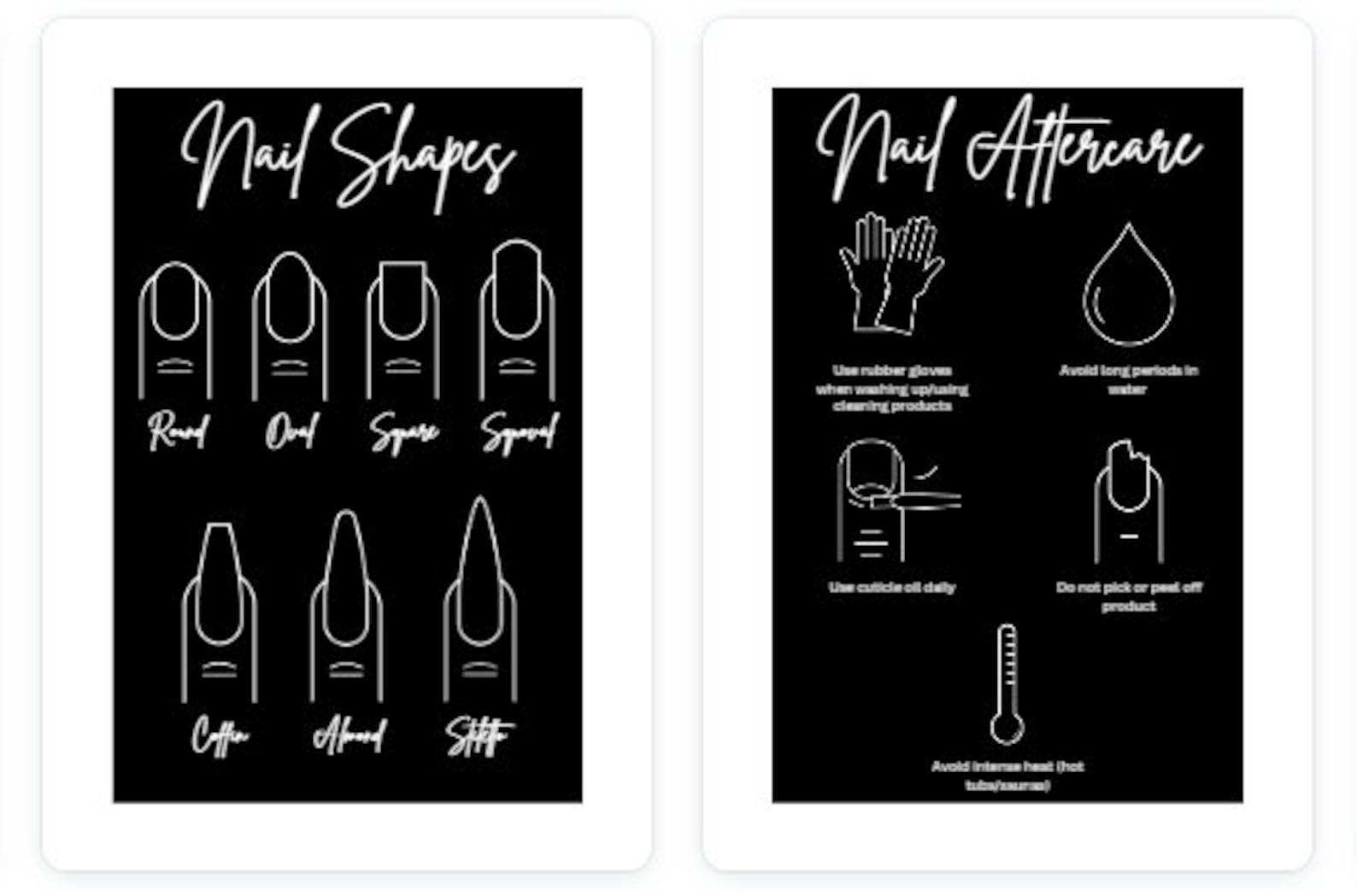 DIGITAL DOWNLOAD Nail Tech Print / Nail Salon Print / Nail Shapes Print ...