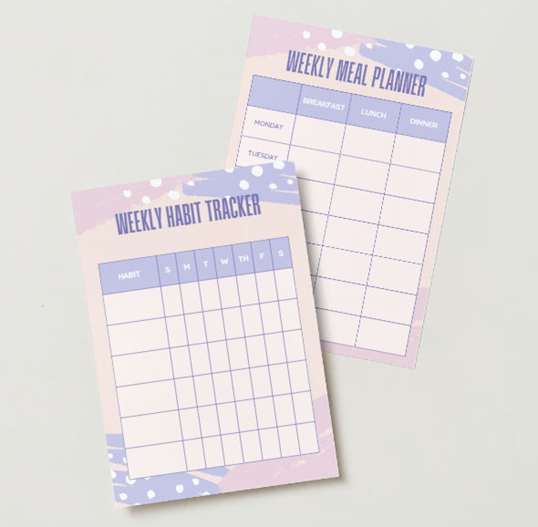 Printable Habit Tracker / Printable Meal Planner / Printable to Do List ...