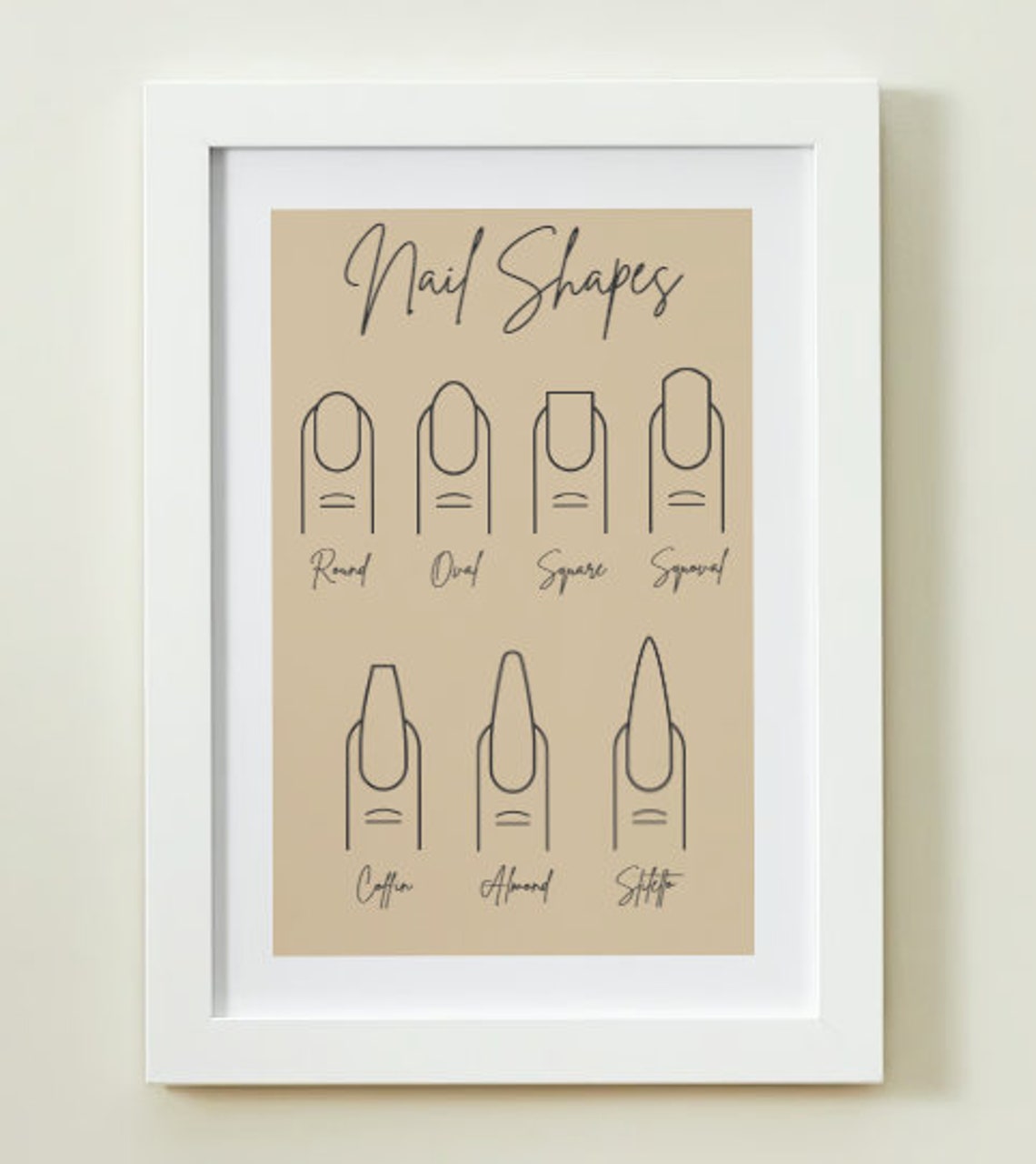 DIGITAL DOWNLOAD Nail Tech Print / Nail Salon Print / Nail Shapes Print ...