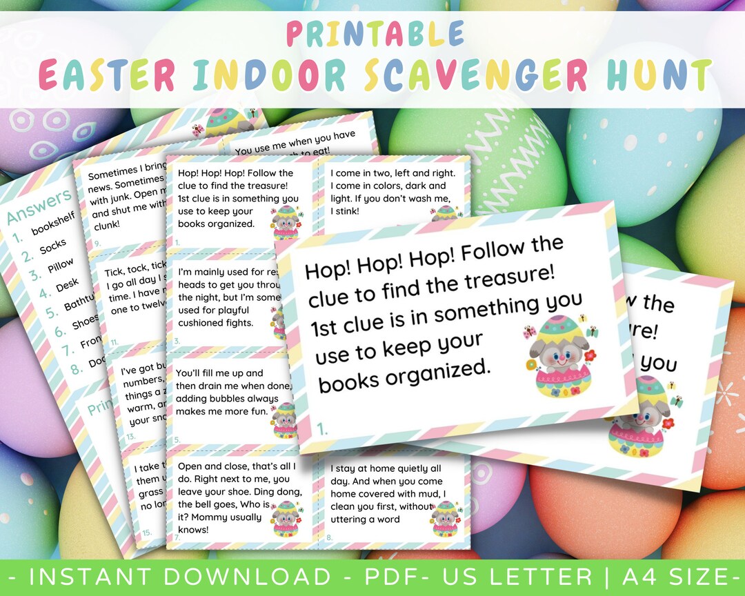 Indoor Easter Scavenger Hunt for Kids | Printable Easter Games, Indoor ...