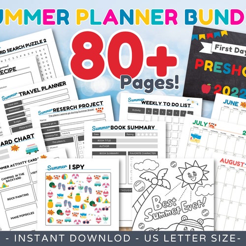 Kids Summer Planner Printable Activity Bucket List Goals - Etsy